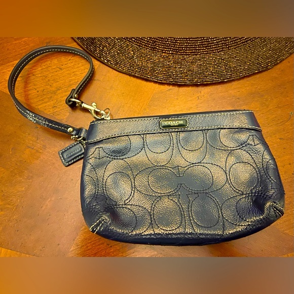 Coach | Bags | Coach Wristlet Dark Blue Patent Leather Stunning In ...